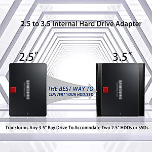 YAODHAOD Dual SSD Mounting Bracket, 2.5 to 3.5 Internal Hard Drive Adapter, SSD HDD Drive Bays Metal Mounting Holder Kit (Pack of 2) (Dual SSD Adapter)
