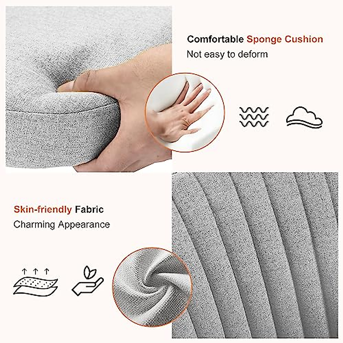 Armless Office Chair Cute Desk Chair, Modern Fabric Home Office Desk Chairs with Wheels Adjustable Swivel Task Computer Vanity Chair for Small Spaces