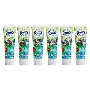 Tom's of Maine Natural Wicked Cool Fluoride Toothpaste, Mild Mint, 4.2 Ounce (Pack of 6)