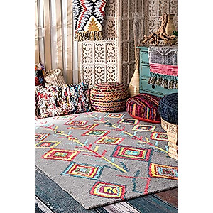 nuLOOM Belini Hand Tufted Wool Area Rug, 9' 6" x 13' 6", Grey