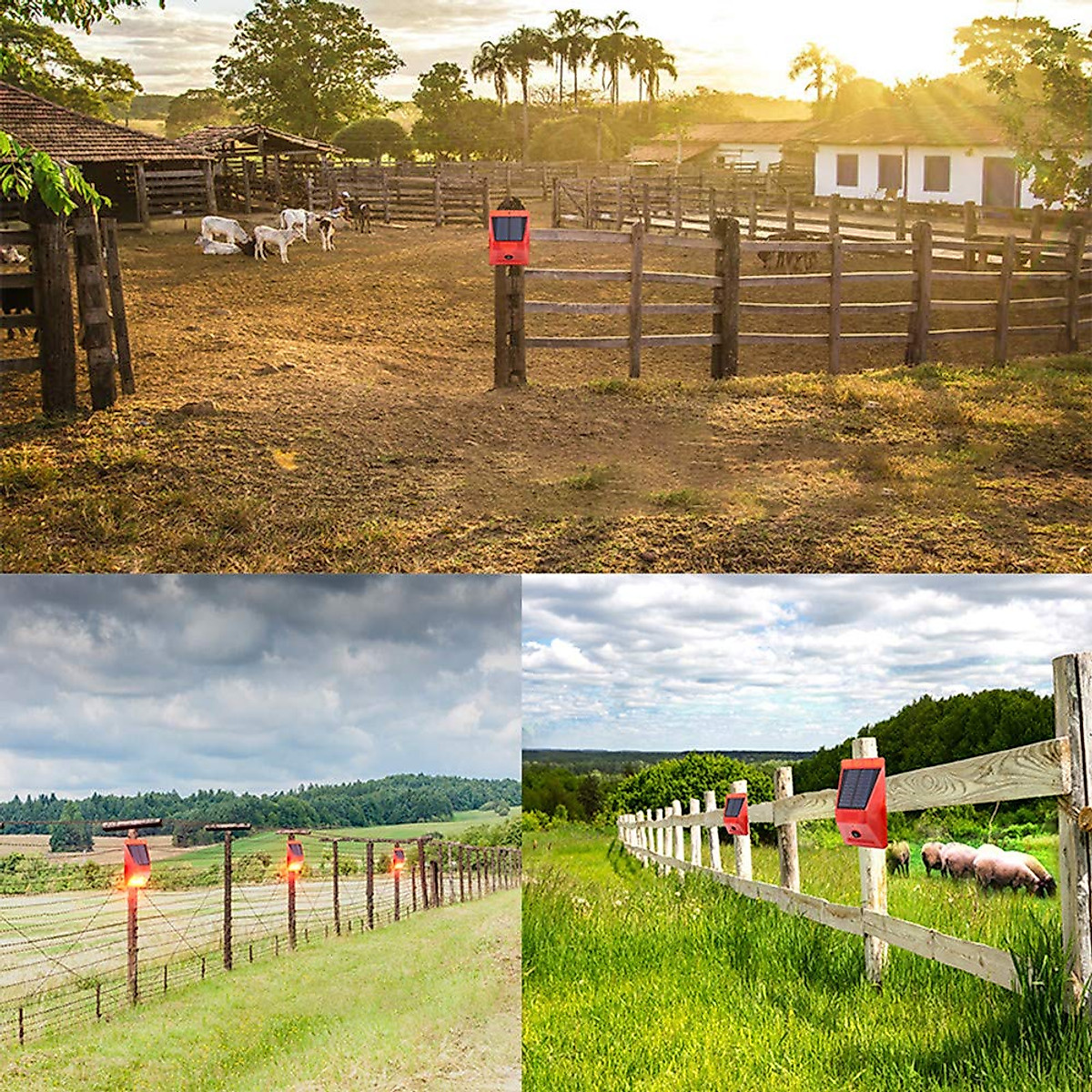 ChunHee Solar Alarm Strobe Light with Remote Control Motion Sensor Detector Outdoor Alarm 129db Sound Security Siren IP65 Waterproof Protected for Villa, Chicken coop, Farm, Yard, 2 Pack