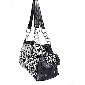 Zzfab Gem Studded Rhinestone Concealed and Carry Purse Black