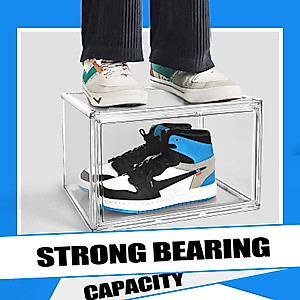 EDS FAM Shoe Boxes Clear Plastic Stackable 14.1 * 10.6 * 9in Acrylic Display Case for Sneakerheads Boot