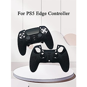 MOJOXR Controller Silicone Cover and Stick Caps for PS5 DualSense Edge Wireless Controller,Anti-Slip Protector Skin and 10 Thumb Grip Caps Accessories for Playstation5 Edge Controller (black)