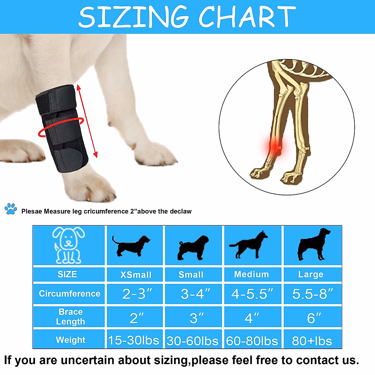 GenetGo Dog Canine Front Leg Brace Paw Compression Sleeve Joint Wraps - Protects Wounds Stop Licking & Prevents Injuries, Sprains Helps with Loss of Stability from Arthritis - Medium