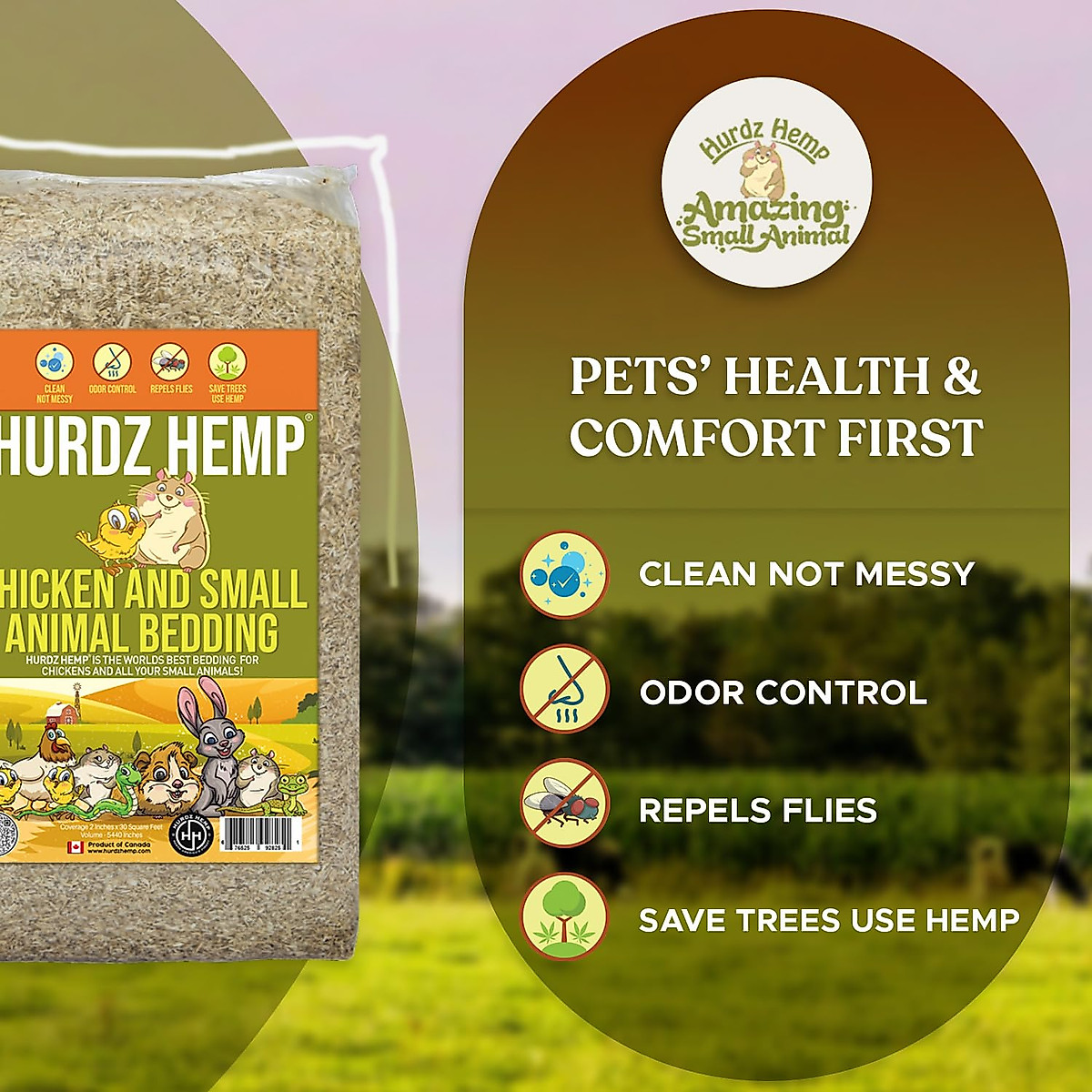 [33lbs] Hemp Bedding for Chickens - Made from 100% Natural Hemp - Superior Absorption & Odor Control- Eco-Friendly Hemp Bedding for Chickens - Easy Maintenance Hemp Bedding for Small Animals