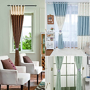 Magnetic Curtain Tiebacks, Crystal Flower Curtain Drapery Holdbacks with Crystal Beads Rope Window Curtain Decorative for Home Office Decor (Purple)