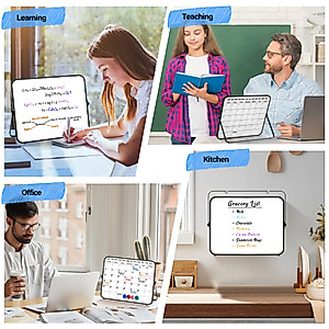 Xpener Dry Erase Calendar White Board for Wall, 14" x 11" Magnetic Double-Sided Whiteboard with Stand for Desktop, Kids Desk Whiteboard Monthly Planner Schedule Board for Home, Office, School (Black)