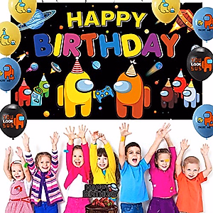 Among Us Birthday Decoration-Among Us Game Background Banner for Men Boy Kids’ Game Theme Birthday Party Decoration (5x3ft)