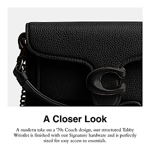 Coach Polished Pebble Tabby Wristlet, Black, One Size