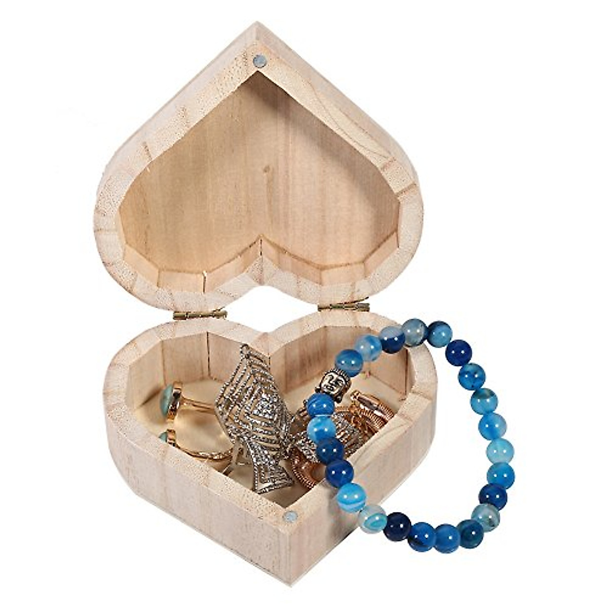 Yosoo Handcrafted Wooden Storage Box Heart Shaped Jewelry Box Container Organizer Portable