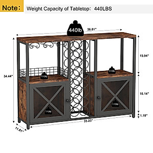 Homeiju Mini Bars for Home, Wooden Coffee Bar Cabinet, Modern Liquor Cabinet for Liquor and Glasses, Farmhouse Buffet Wine Bar Cabinet with Storage Sideboard for Home Kitchen Dining Room