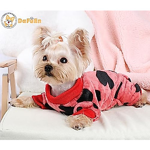 Dog Pajamas for Small Dogs Girl Boy Fall Winter Warm Dog Onesie Pjs Cold Weather Puppy 4 Legged Sweater Clothes for Chihuahua Yorkie Teacup Jumpsuit Cute Pet Outfits Apparel Coats (X-Small, Love)