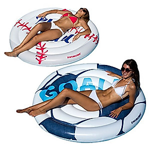 Swimline Extra Large Island Swimming Pool Float, Soccer and Baseball 2-Pack