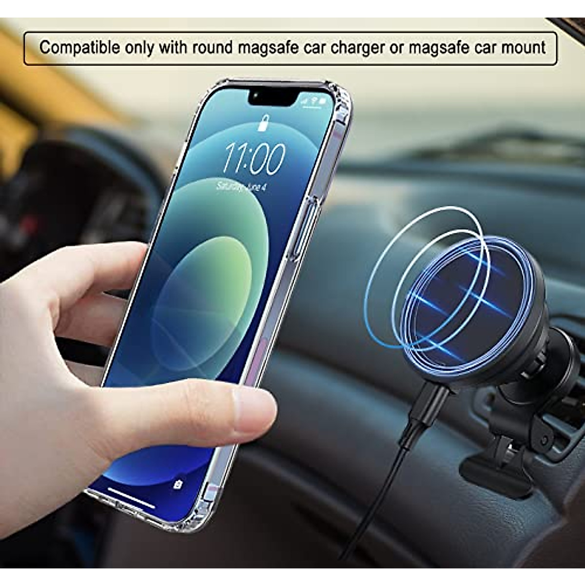 Chitri Compatible for iPhone 12 Case/12 Pro Case Clear 6.1, [Three-Way Stand Magnetic Case] Compatible with MagSafe Charger [with Metal Kickstand] Transparent Hard Back Slim Shockproof Protective Case