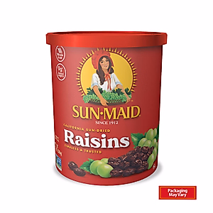 Sun-Maid California Sun-Dried Raisins - 13 oz Resealable Canister - Dried Fruit Snack for Lunches, Snacks, and Natural Sweeteners
