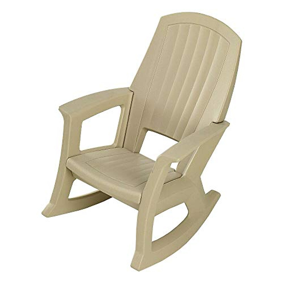 Semco Plastics Rockaway Heavy Duty Polyethylene All Weather Outdoor Rocking Chair with Backrest and Armrests for Porch, Deck, and Patio, Tan