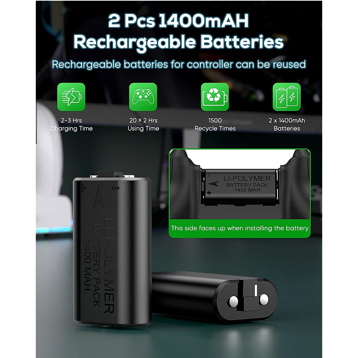 MENEEA Cooling Stand & Charging Station for Xbox Series S with 15 RGB LED Light Modes - Dual Controller Charger & Cooler Fan for Xbox Series S Accessories with 2*1400mAH Batteries and Headphone Hook