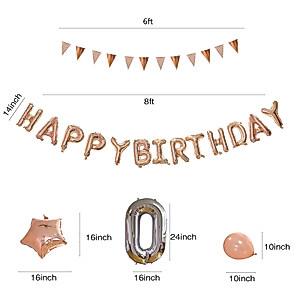 Rose gold 50th birthday decorations for woman number 50 happy birthday balloons letters for man balloon banner party Supplies for him