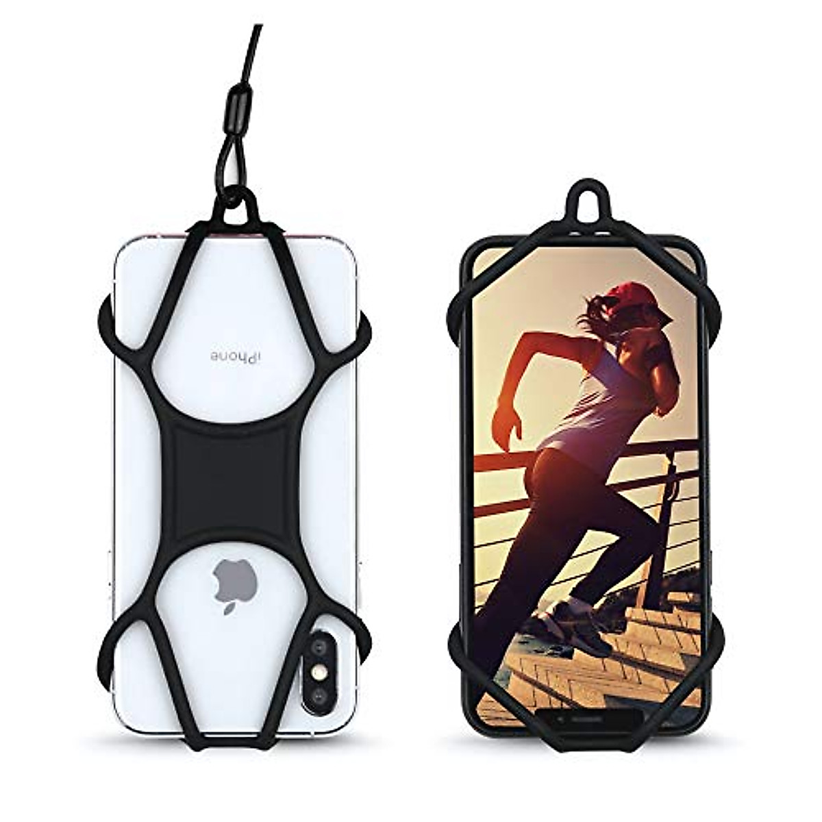 Rugged Phone Lanyard Holder with Coiled Strap Tether and Gated Carabiner for Hiking, Climbing, Skiing, Outdoors, School, Travel, Clip to Belt Loop, Clothing, Backpack, Compatible with Most Cell Phones
