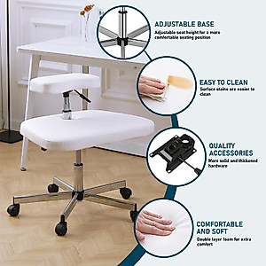 LHOOCX Cross Legged Chair, Height-Adjustable Kneeling Chair for Office and Home, Ergonomic Office Chair, Criss Cross Chair (White)