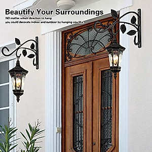 KABB 2 PCS Metal Hanging Hook Plants Brackets, 12 Inch Iron Wall Mount Bracket Durable Rust-Resistant Plant Hanger Hook for Hanging Plants Bird Feeder Lantern Wind Chimes