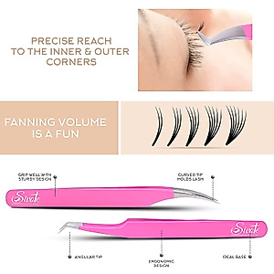 SIVOTE Eyelash Extension Tweezers for Classic & Volume Lashes, 5-Pack, Pink