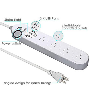 XODO WP4 Smart Power Strip - WiFi Surge Protector with 3 USB Ports and 4 Outlets - App Controlled Appliance - Time Schedule - No Hub Required - Compatible with Alexa and Google Home Assistant
