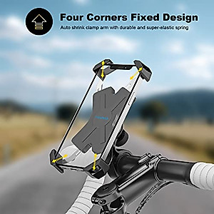 visnfa New Bike Phone Mount with Stainless Steel Clamp Arms Anti Shake and Stable 360° Rotation Bike Accessories/Bike Phone Holder for Any Smartphones GPS Other Devices Between 4 and 7 inches