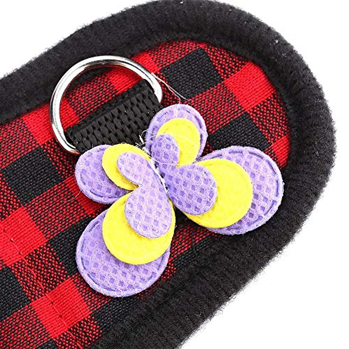 Sheens 2Pcs Chinchilla Harness and Training Rope Small Animal Outdoor Walking Vest for Rabbit Squirrel Bunny Ferret Guinea Pig Red Grid+Purple Hearts(S)