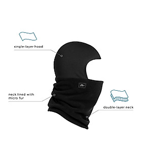 Turtle Fur Shellaclava Premium Micro Fur Fleece Neck Warmer Helmet Liner Winter Balaclava Hood, Black