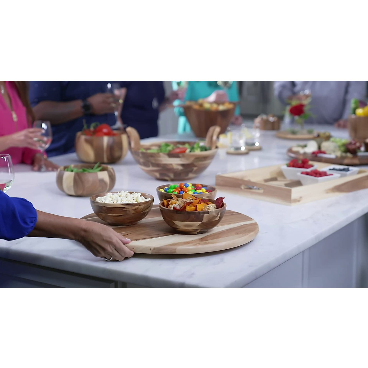 Lipper International Acacia Natural Finish Grand 20" Turntable Lazy Susan for Table or Pantry