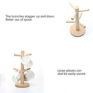 Mug Holder Tree, Bamboo Mug Tree Stand, Countertop Mug Tree, Coffee Cup Stand for Countertop, Coffee Cup Holder with 6 Hooks