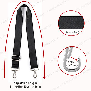 Wide Shoulder Strap Adjustable Replacement Belt Guitar Style Cross Body Handbag Purse Strap (Classic Black (Silver Hardware))