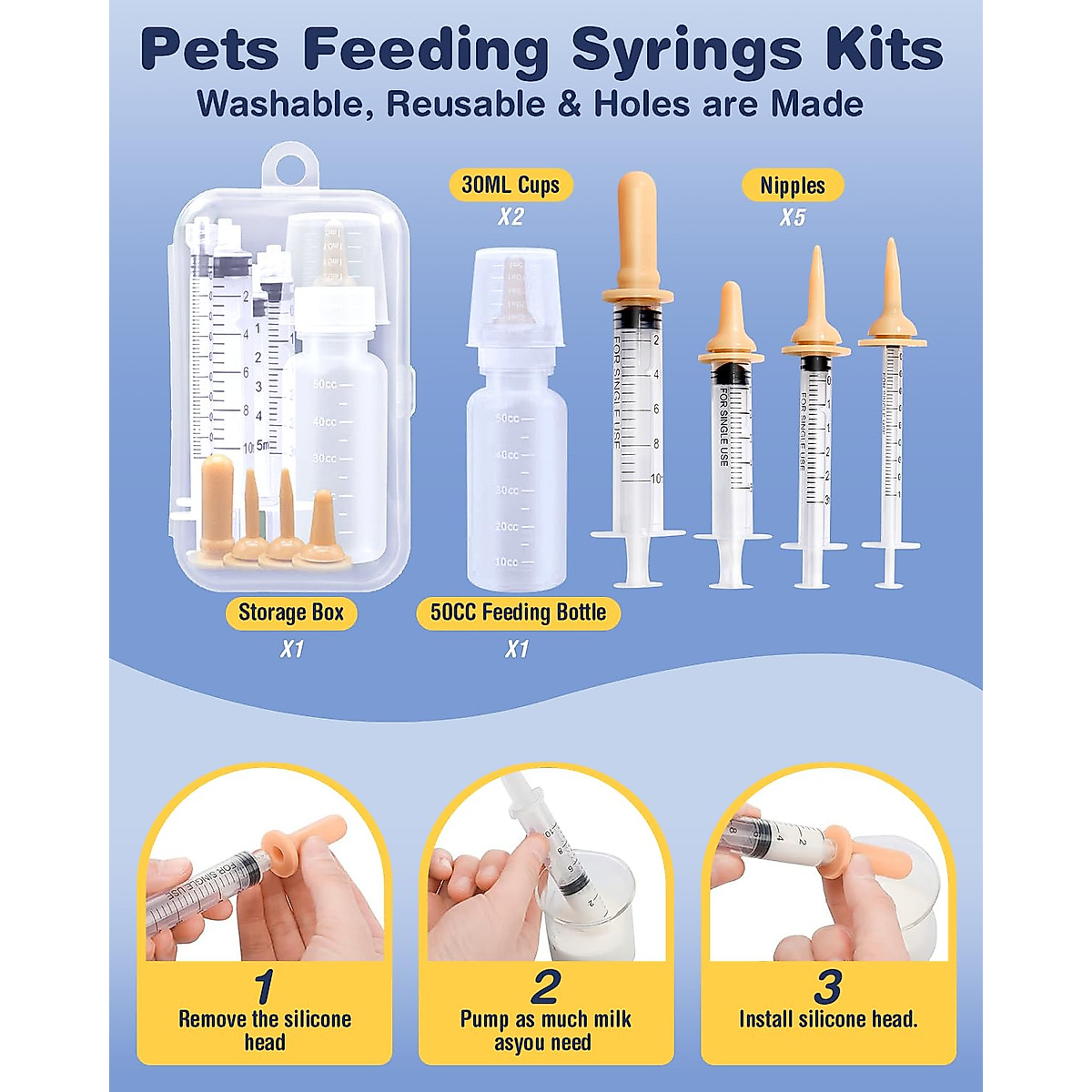 Huimpet 52Pcs Puppy Whelping Kit, Newborn Pets Whelping Supplies with 4 Puppy Feeding Tube,15 Puppy Whelping Collars, 15 Cord Clamps, 2 Gloves, Digital Thermometer, Stethoscope and More