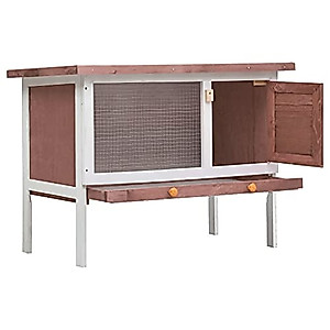 vidaXL Rabbit Hutch, Bunny Cage with Pull Out Tray, Rabbit Enclosure for Indoor and Outdoor, Pet House for Small Animals, Solid Pine Wood