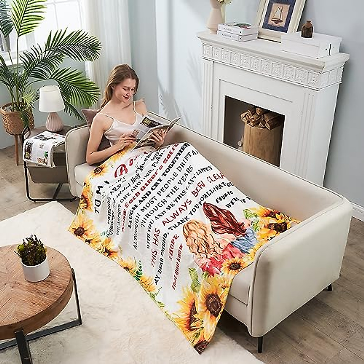 to My Bestie Blanket for Women Ultra Soft Flannel Throw Blanket for Sister Girls BFF for Sofa Bed Friendship Gift for Friends Birthday Anniversary 50 x 60 Inch