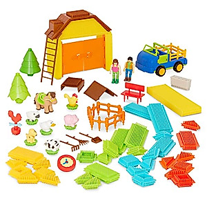 Battat- Bristle Blocks- STEM Interlocking Building Blocks- 67 pc Farm Playset- Developmental Toys for Toddlers & Kid- Barnyard Playset- 2 Years +