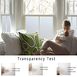 Window Privacy Film 17.7'' x 118'' Frosted Window Glass Film One Way Privacy Window Film Static Guard Window Tinting Film for Home Non-Adhesive Bathroom Door Covering Heat Blocker Sticker, Pure