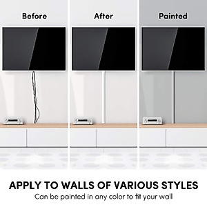 Cord Hider 153in - Covers for Wires - Paintable - Wire Hiders for TV On Wall - Cable Management - Cable Raceway - 9X L17 x W0.95 x H0.5 - White