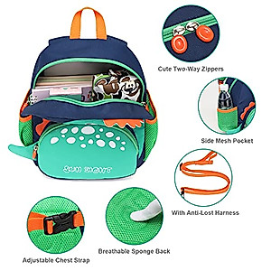 SUN EIGHT Toddler Backpack for Girls with Anti-Lost Harness 3D Cartoon Dinosaur Kids Backpack School Bag for Baby Backpack Boy Girl 1-5 Years Boy Toddler Bag(Dinosaur)