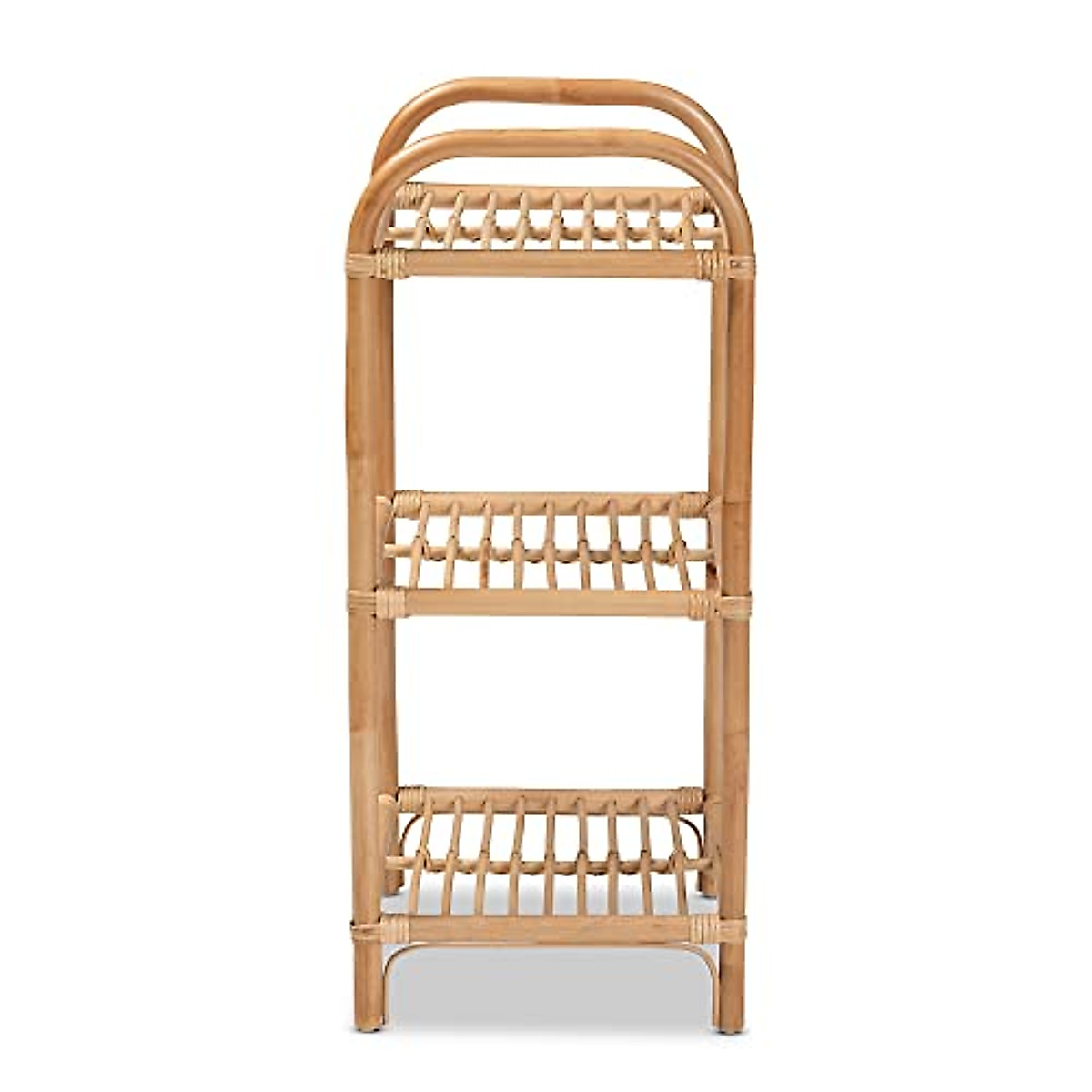 Bali & pari Barras Modern Bohemian Natural Rattan 3-Tier Display Shelf
