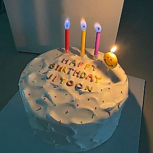 Birthday Cake Candles in Holders Cake Tricks and Decorations – Colors: red, Pink, Yellow, Blue, Green, Purple – 12 Pieces (12)