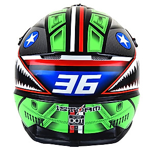 1Storm Adult Motocross Helmet BMX MX ATV Dirt Bike Downhill Mountain Bike Helmet Racing Monster Shark HKY_SC09S + Motorcycle Bluetooth Headset: Monster Shark Green