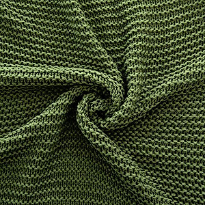 RUDONG M Knitted Throw Blanket with Fringe, Forest Green Knit Throw Blanket for Couch Bed Sofa 50" x 60"