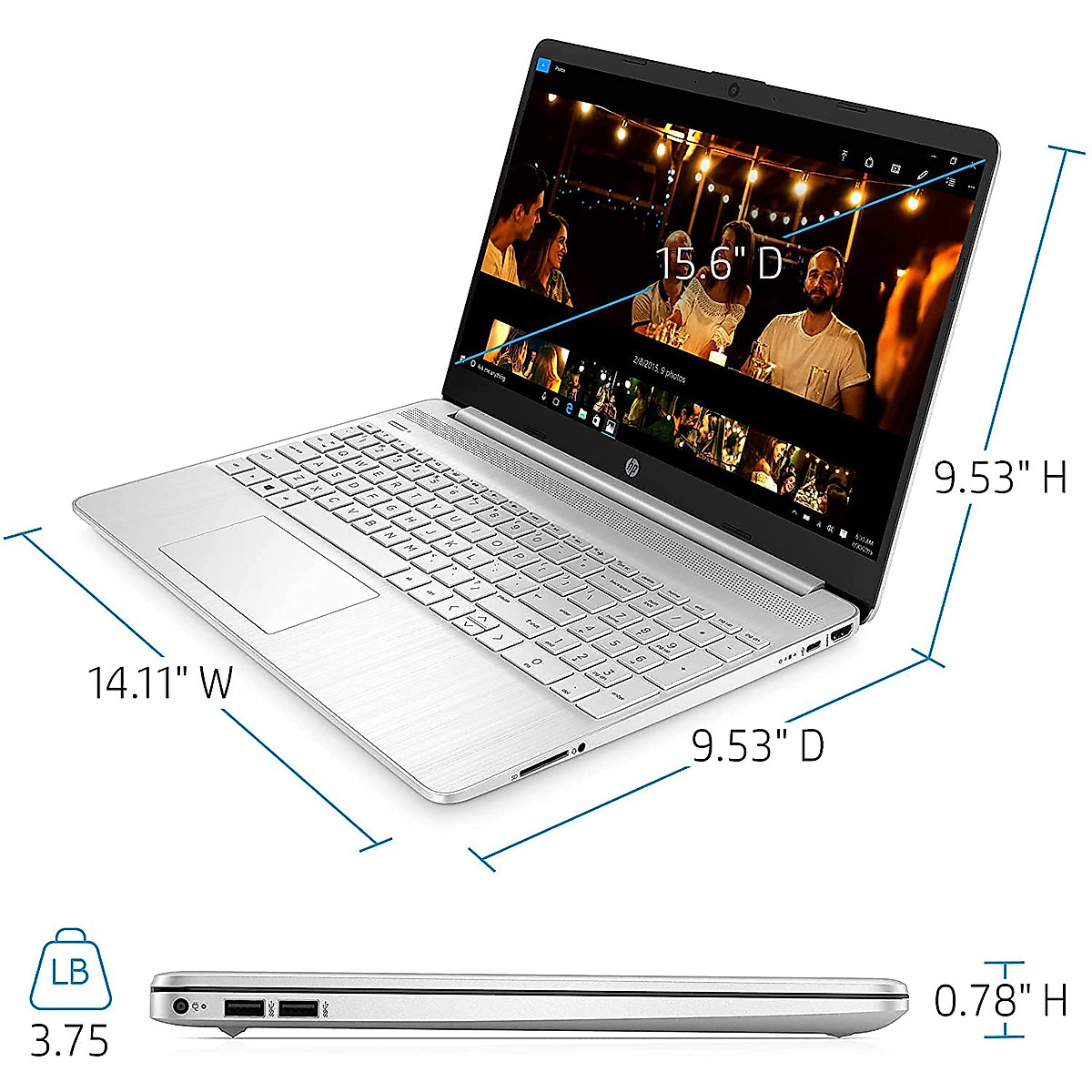 2021 Full HD Laptop, AMD Ryzen 5-5500u Processor, 8GB DDR4 RAM, 256GB SSD, Bluetooth, Wi-Fi, HDMI, Windows 10, W/ MD Accessories, Silver, 15-15.99 inches (HP 15 laptop)