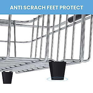 FAWEGO Expandable Sink Dish Drying Rack Adjustable 304 Stainless Steel in Sink Dish Drainer, Rustproof Dish Rack for Sink or Counter top