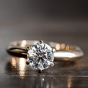 Sterling Silver Ring Round 1.5 carat CZ Stone 6 prong Classic Solitaire Wedding Engagement Ring 7.5MM (Size 5 to 10), 5