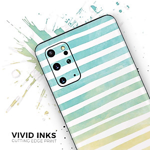 DesignSkinz Green Watercolor Ombre Stripes Protective Vinyl Decal Wrap Skin Cover Compatible with The Samsung Galaxy S20 (Screen Trim & Back Glass Skin)