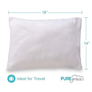 PUREgrace Organic Cotton Toddler Pillow with Pillowcase Natural GOTS Certified - Sensitive Skin Friendly - 100% Eucalyptus Tencel